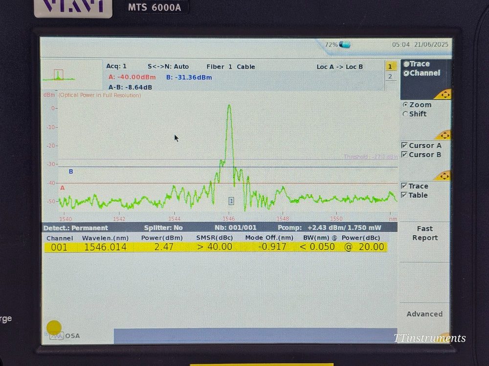 Viavi JDSU 6000V2 + OSA-110M OSA Optical Spectrum Analyzer 1250nm up t