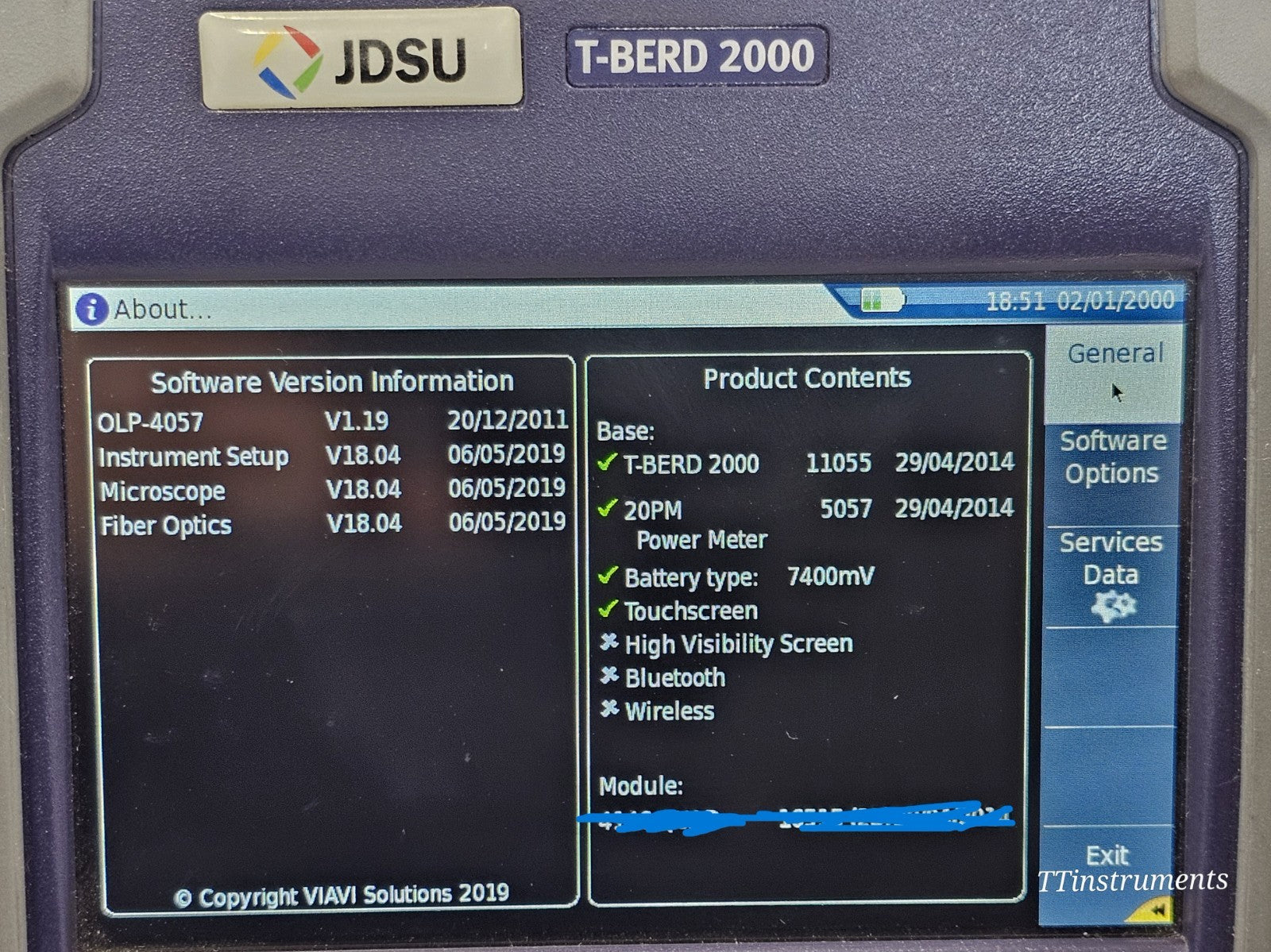 Viavi JDSU T-BERD 2000 Platform Testing Mainframe for OTDRS ......